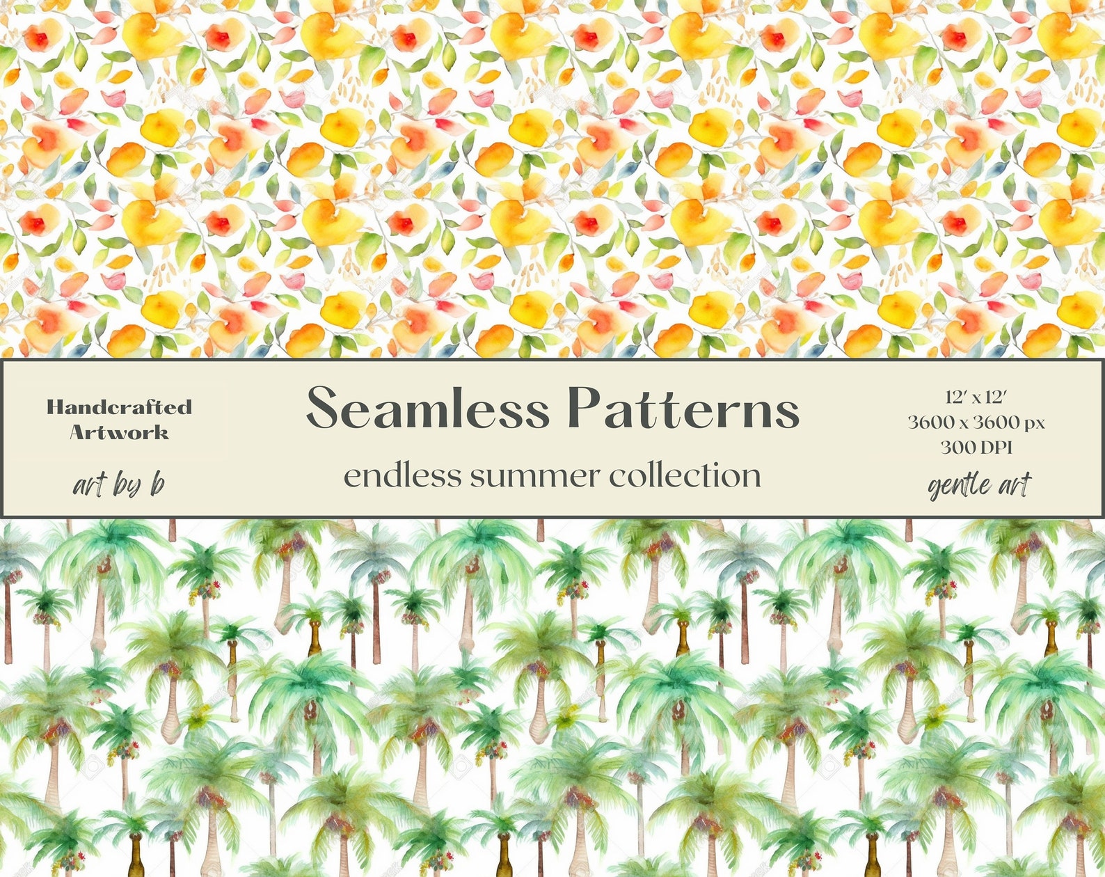 Endless Summer Seamless Pattern - Digital Paper, Watercolor Scrapbook ...