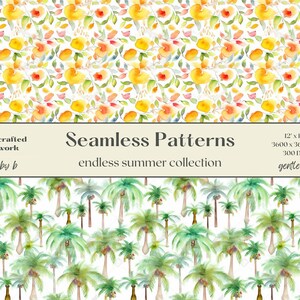 Endless Summer Seamless Pattern - Digital Paper, Watercolor Scrapbook ...