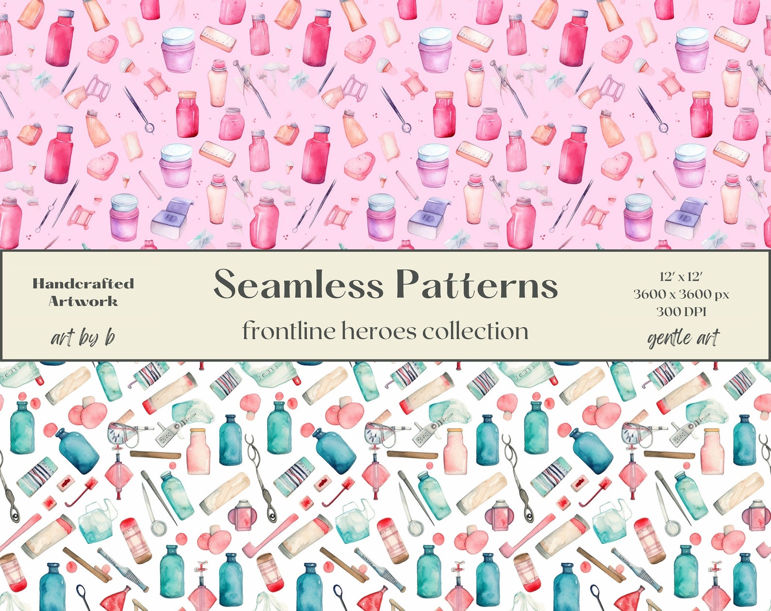 Nurse Digital Paper - Nurse Seamless Pattern Digital Paper Bundle Png ...