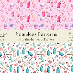 Nurse Digital Paper - Nurse Seamless Pattern Digital Paper Bundle Png ...