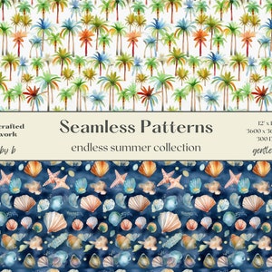 Endless Summer Seamless Pattern - Digital Paper, Watercolor Scrapbook ...
