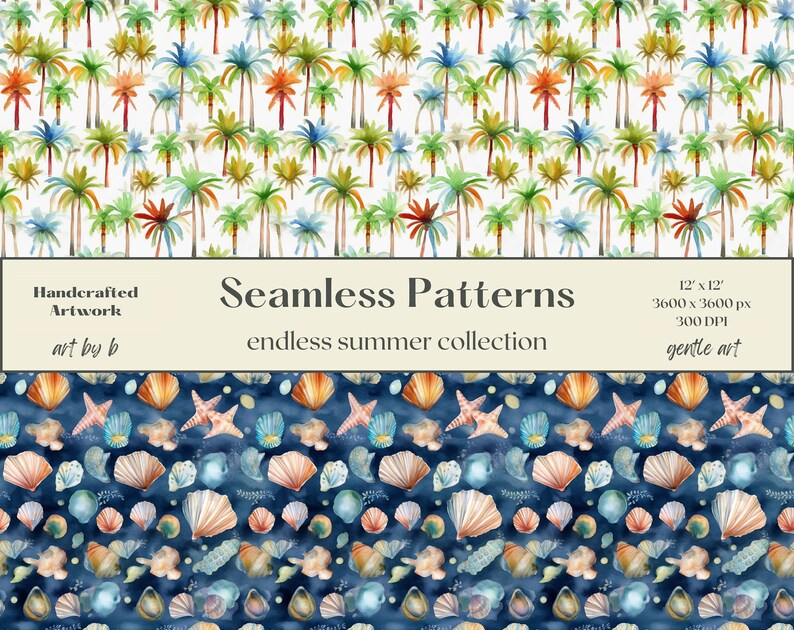 Endless Summer Seamless Pattern - Digital Paper, Watercolor Scrapbook ...