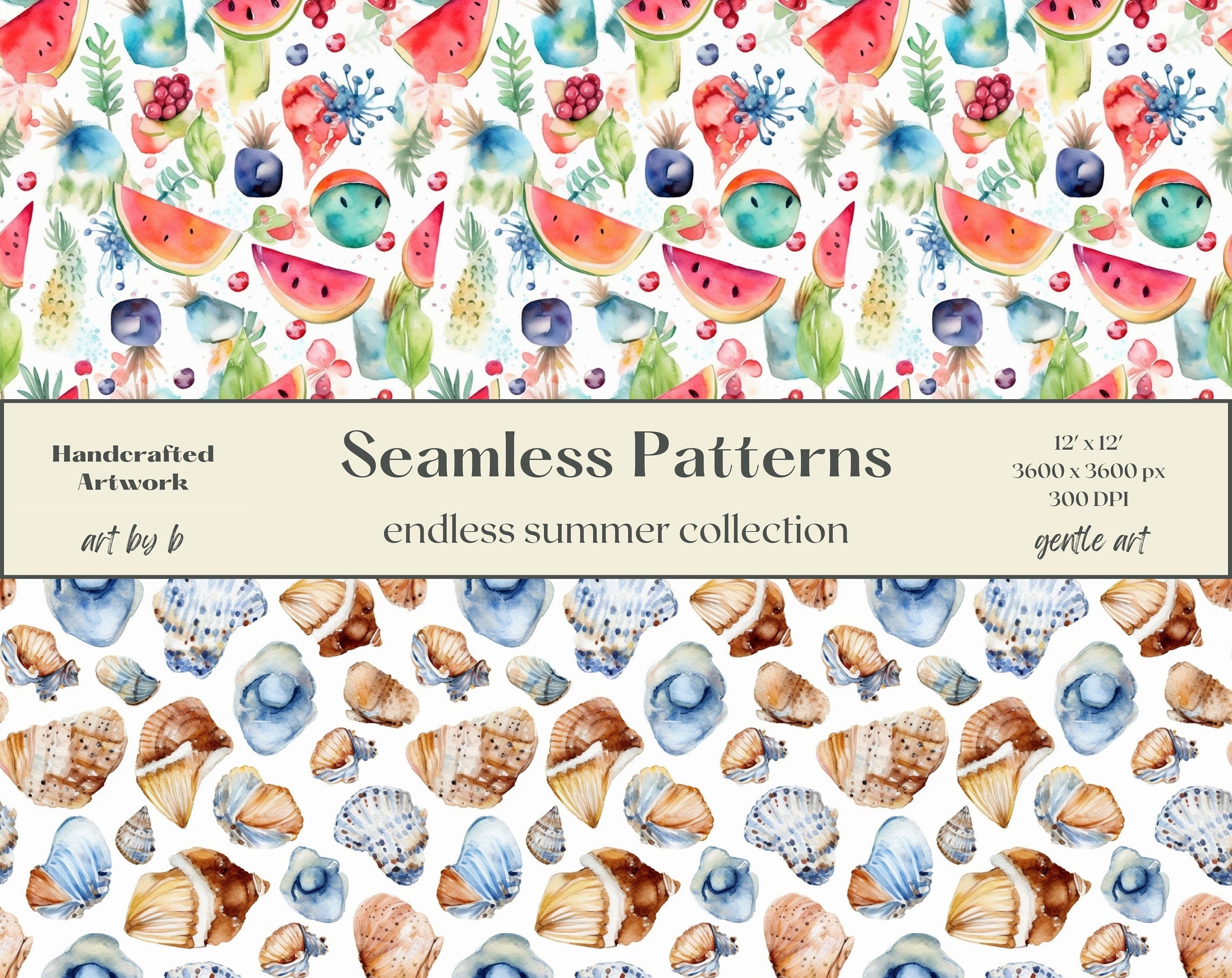 Endless Summer Seamless Pattern - Digital Paper, Watercolor Scrapbook ...
