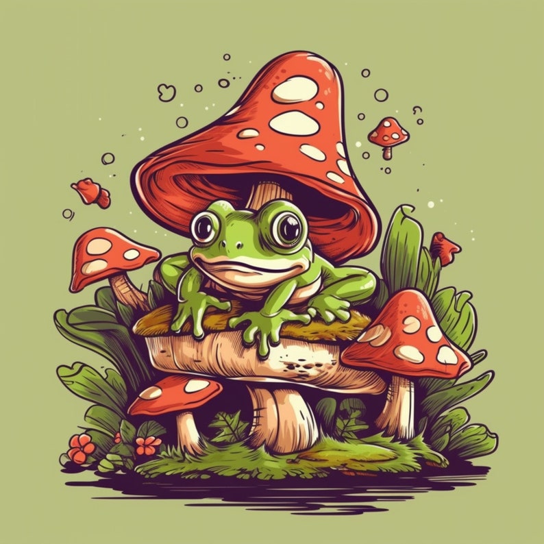 Frog Mushroom Cottage Core PNG Watercolor Fantasy Clipart - Etsy