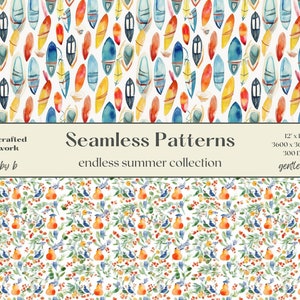 Endless Summer Seamless Pattern - Digital Paper, Watercolor Scrapbook ...