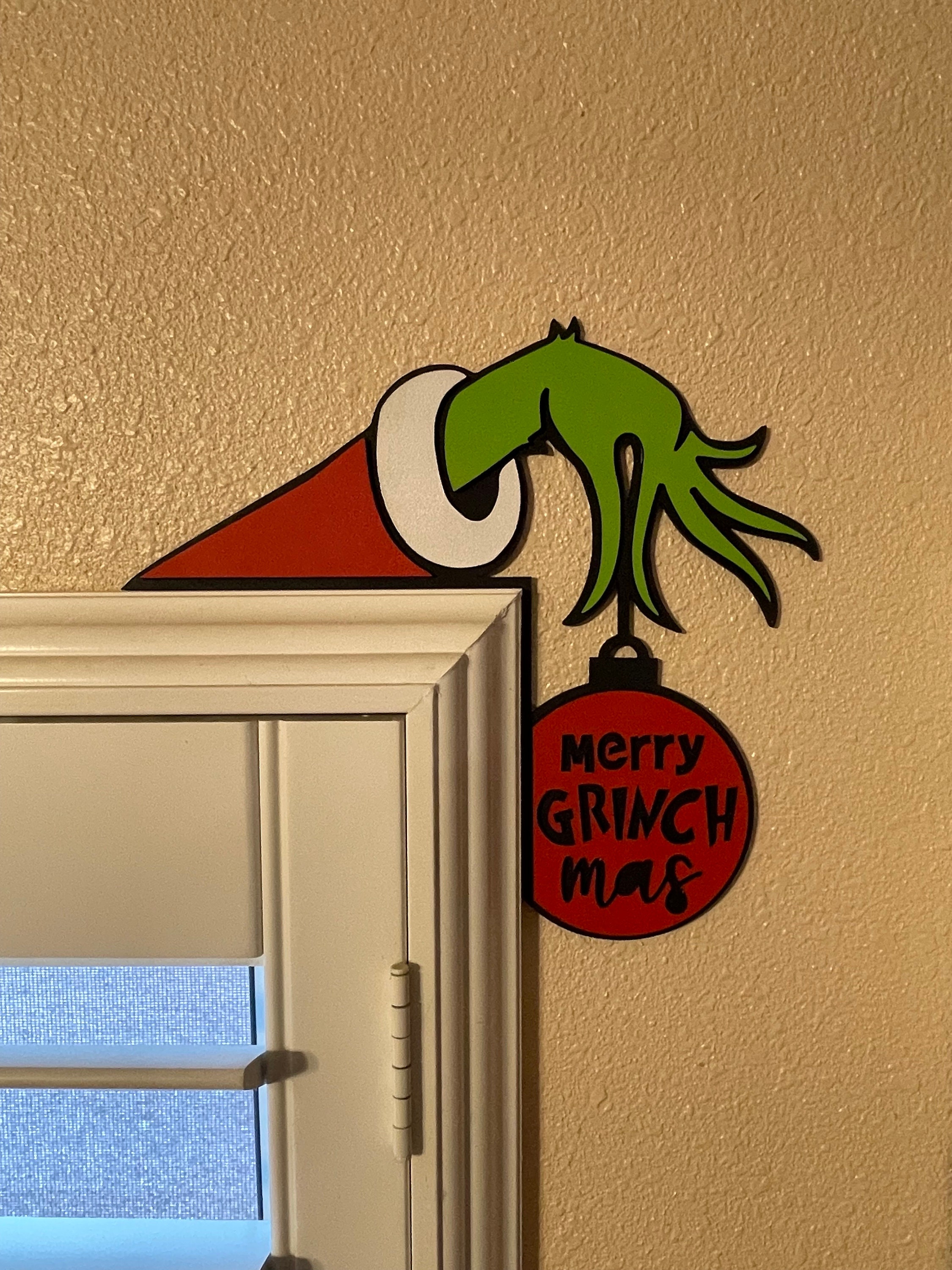 Christmas Decor - Grinch With Christmas Hanging Ornament- Door Frame ...