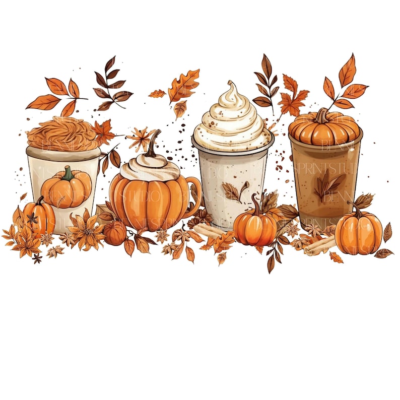 Fall Coffee PNG Clipart, Autumn Vibes Coffee Drinks Sublimation, Coffee ...