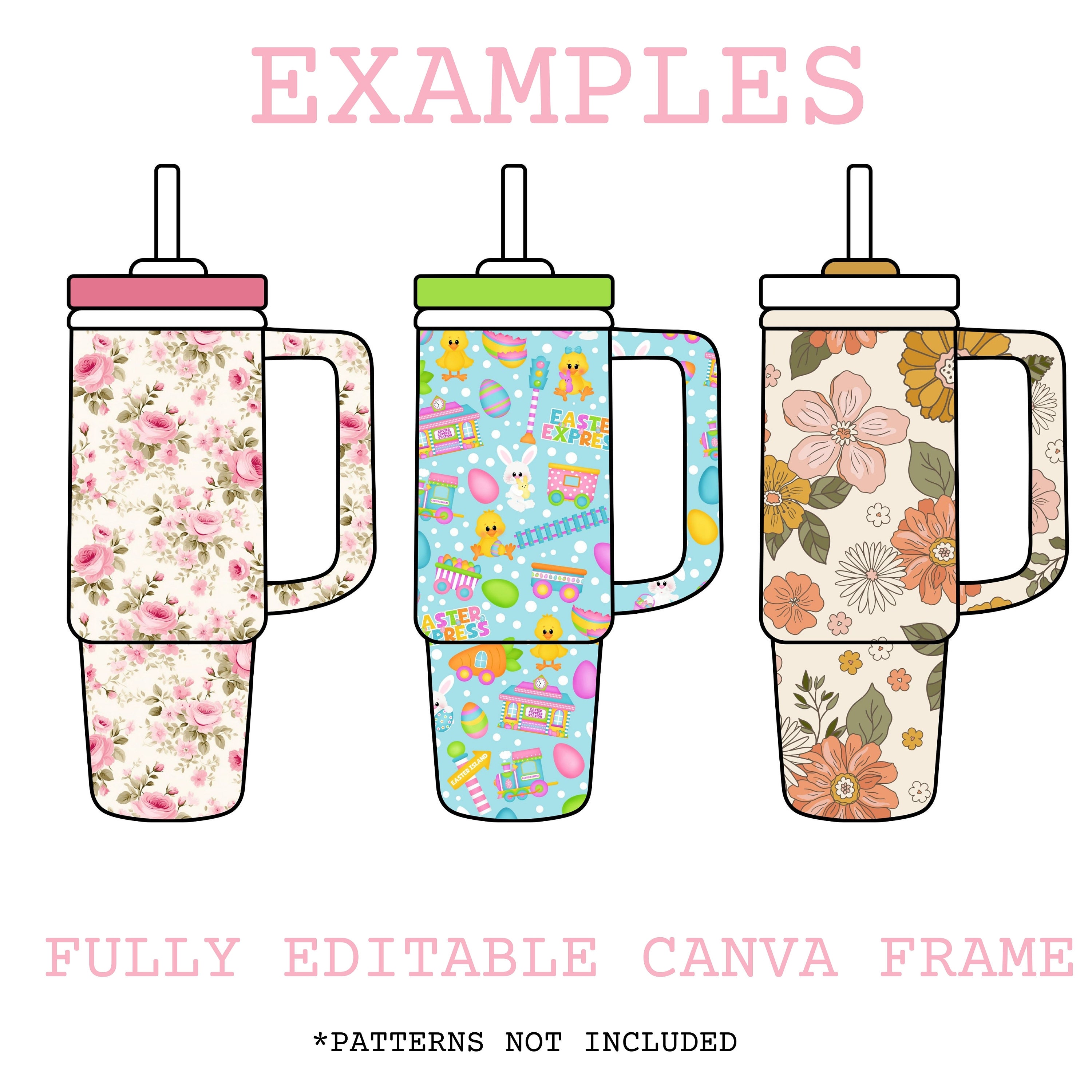 40oz Stanley Inspired Cup Tumbler Canva Template, Sublimation, Drag and ...