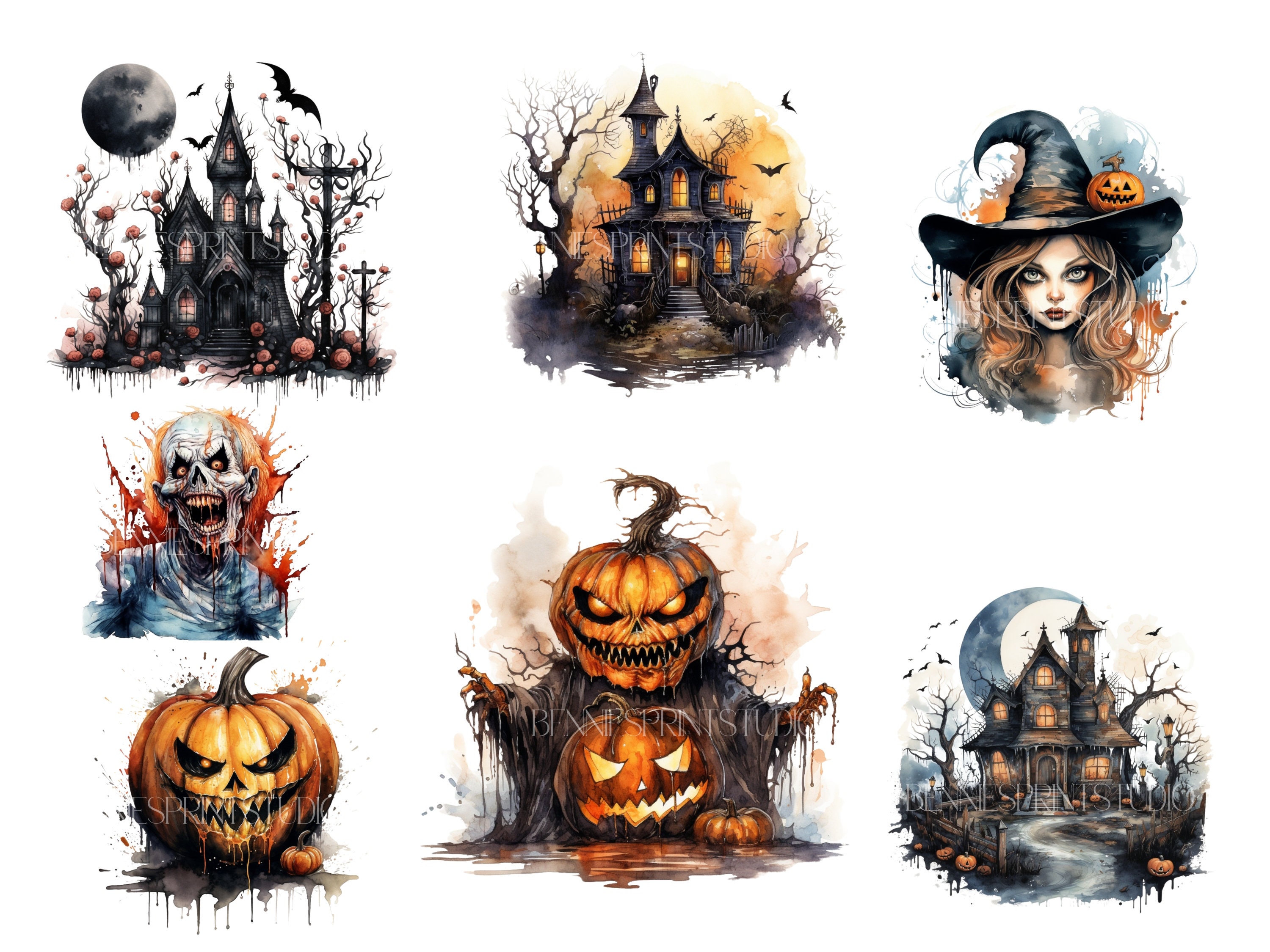 20 Watercolor Bumper Halloween Digital Clip Art - Etsy