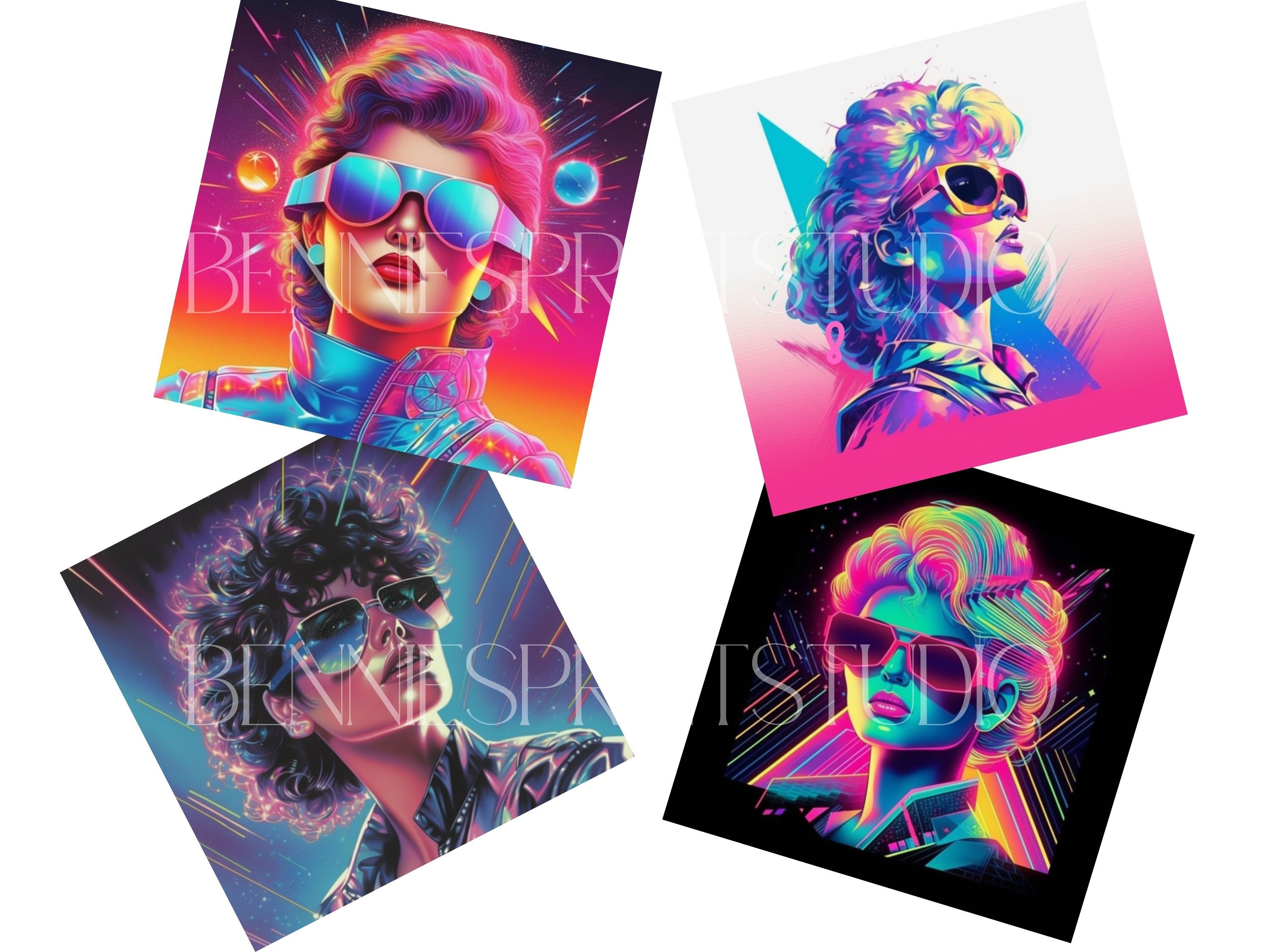 8 80s Fantastic Neon Digital Papers Patterns/instant Downloadable ...