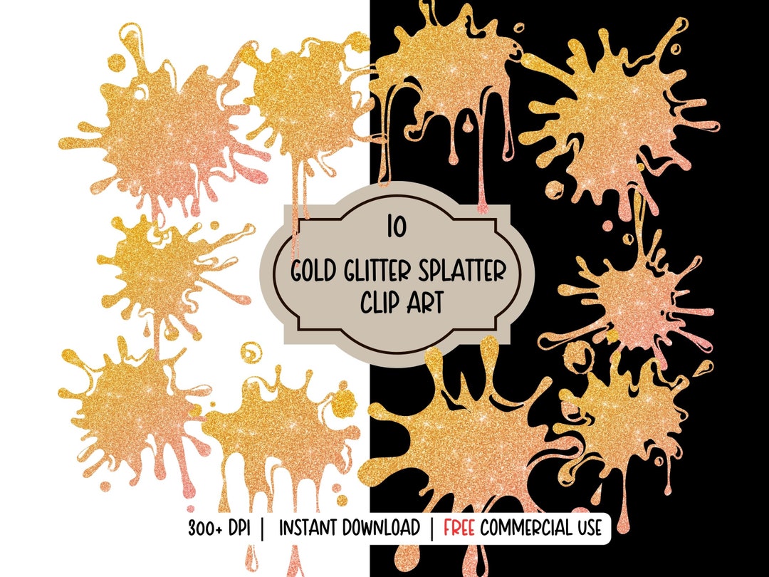 10 Gold Glitter Paint Splatter Clip Art/glitter Clipart/digital ...
