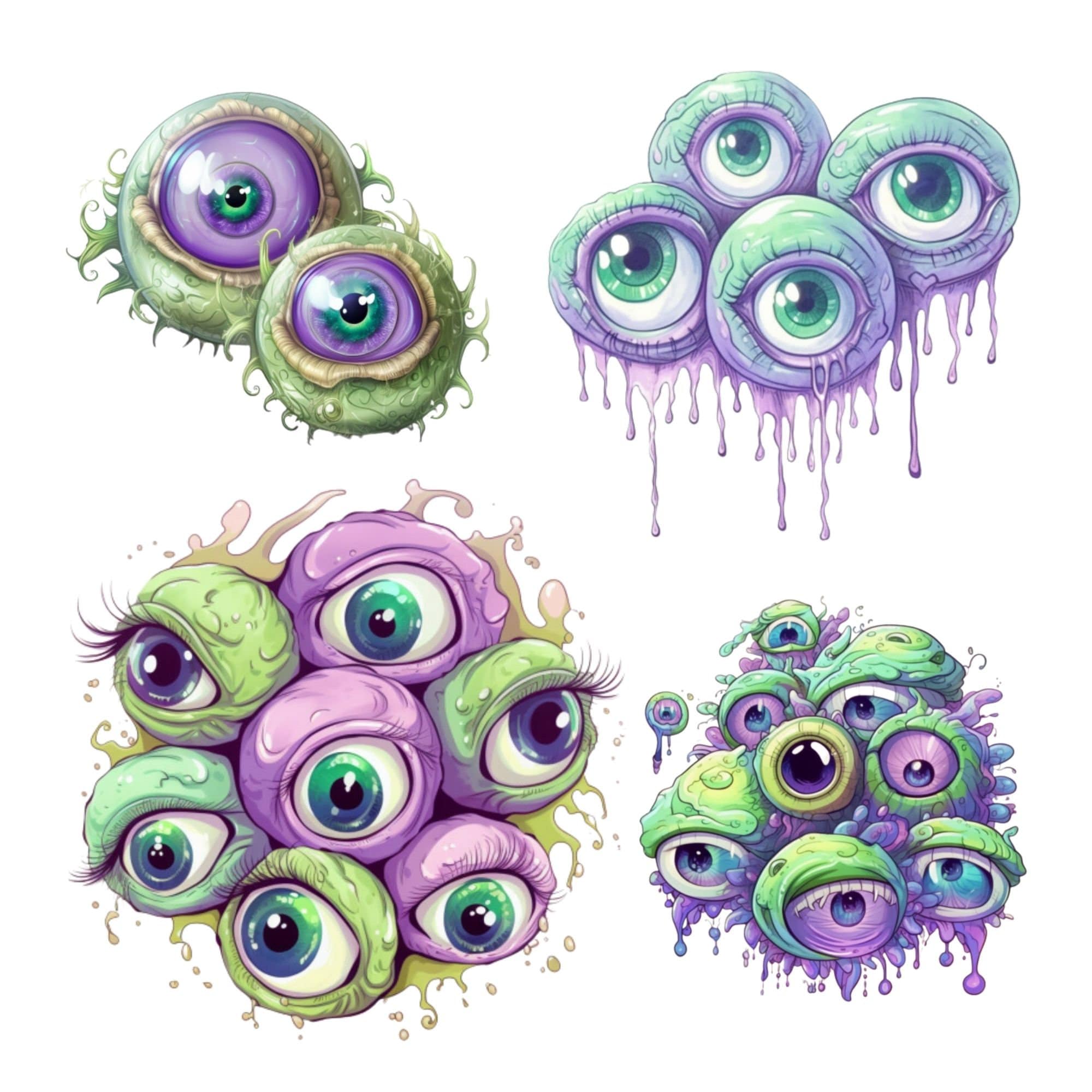 10 Alien Eyes Clip Art Halloween Gore Pastel Green & Purple - Etsy