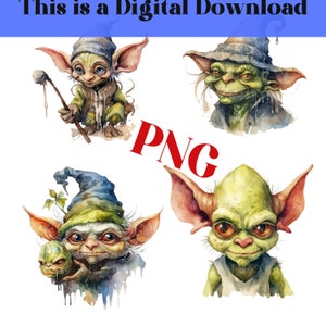 18 Watercolor Goblin PNG Clip Art Pack, Goblincore Sublimation, D & D ...