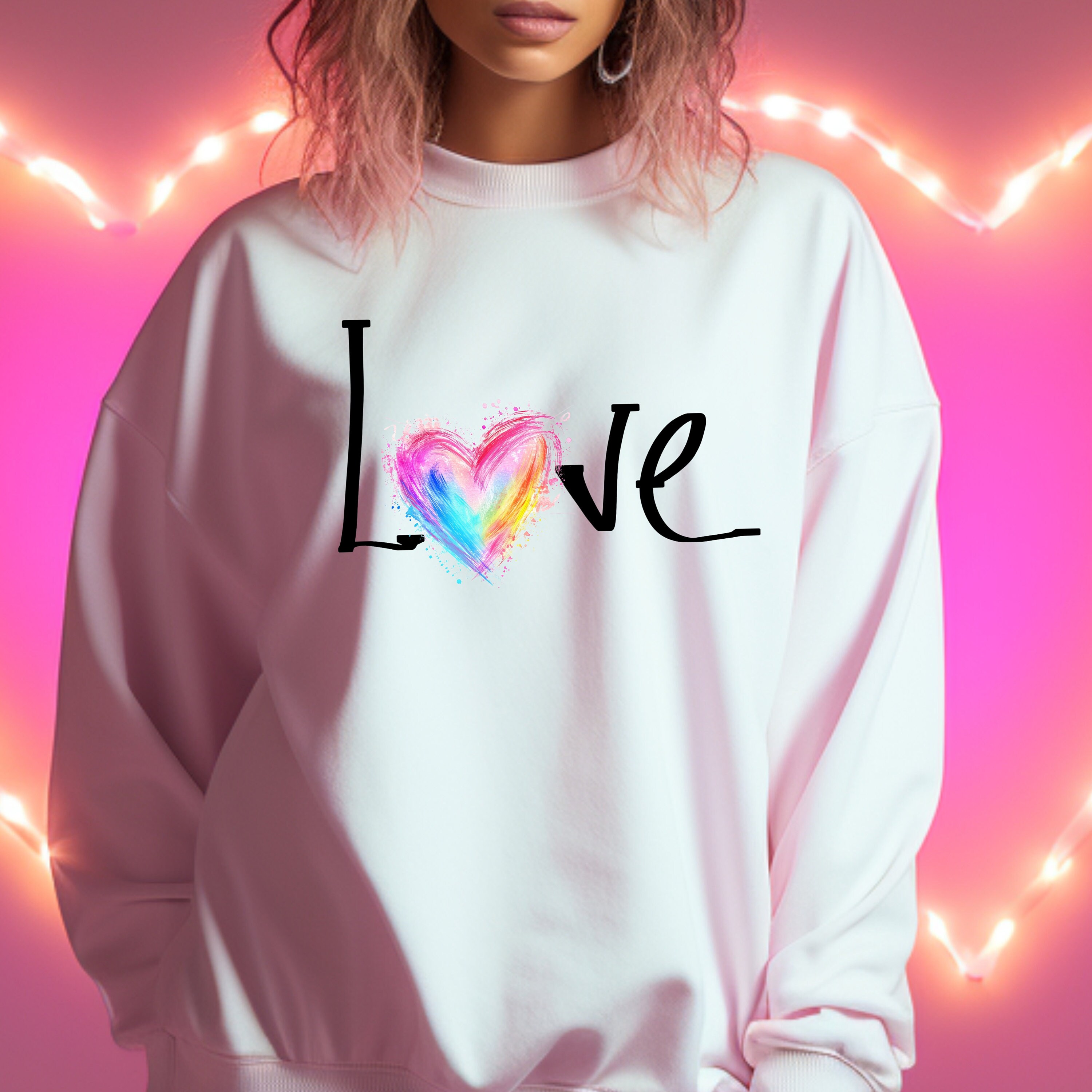 Valentines Day PNG Sublimation, Love Heart Printable, Colorful Rainbow ...