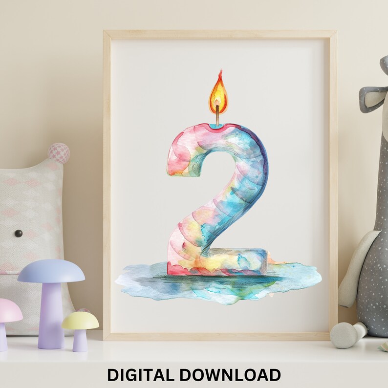 Watercolor Birthday Number Candle PNG, Number Clipart, Candles ...