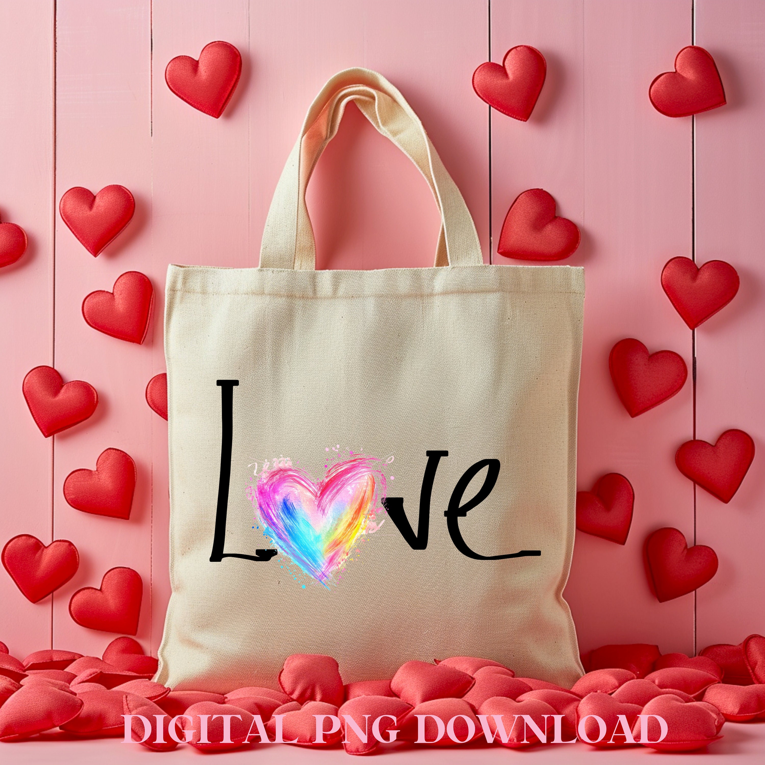 Valentines Day PNG Sublimation, Love Heart Printable, Colorful Rainbow ...