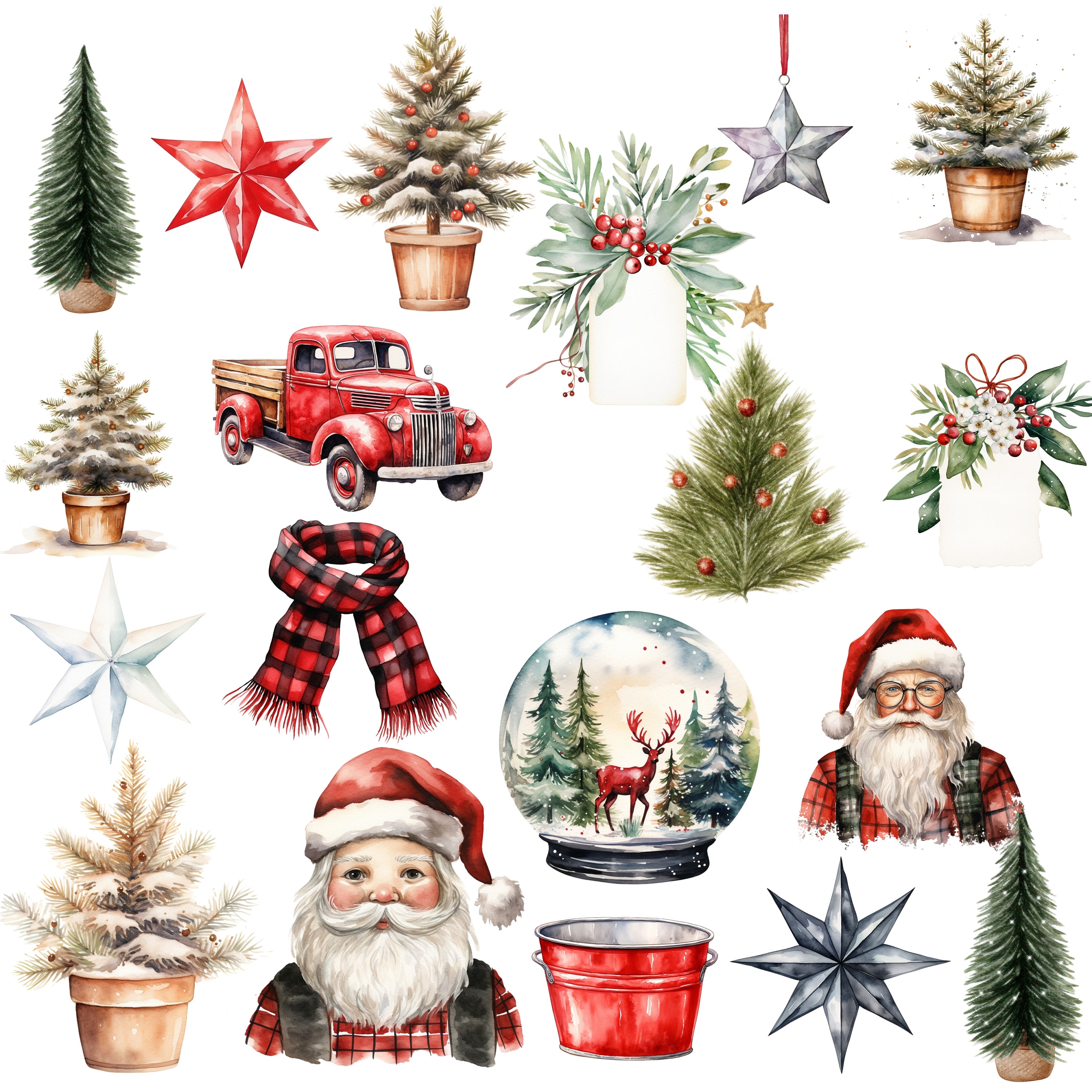 Cozy Plaid Christmas Digital Download Clipart PNG Bundle, Winter ...