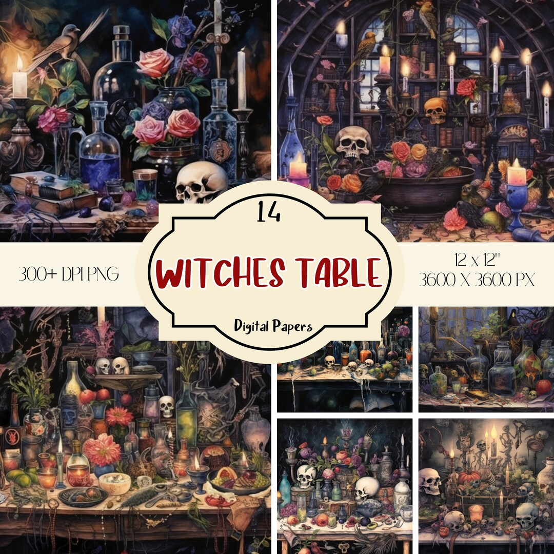 14 Witches Table Digital Papers Patterns, Journal Scrap Book, Jack O ...