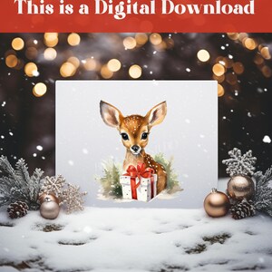 8 Baby Reindeer Printable PNG Set, Christmas Animals PNG, Festive Deer ...