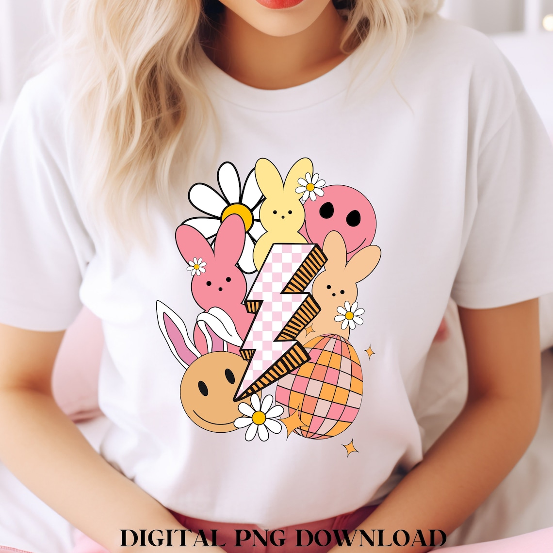 Retro Groovy Easter Bunny PNG, Retro Easter PNG, Easter Rabbit ...