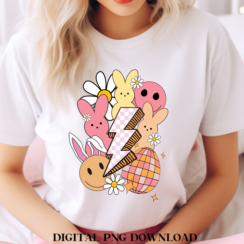 Retro Groovy Easter Bunny PNG, Retro Easter PNG, Easter Rabbit ...