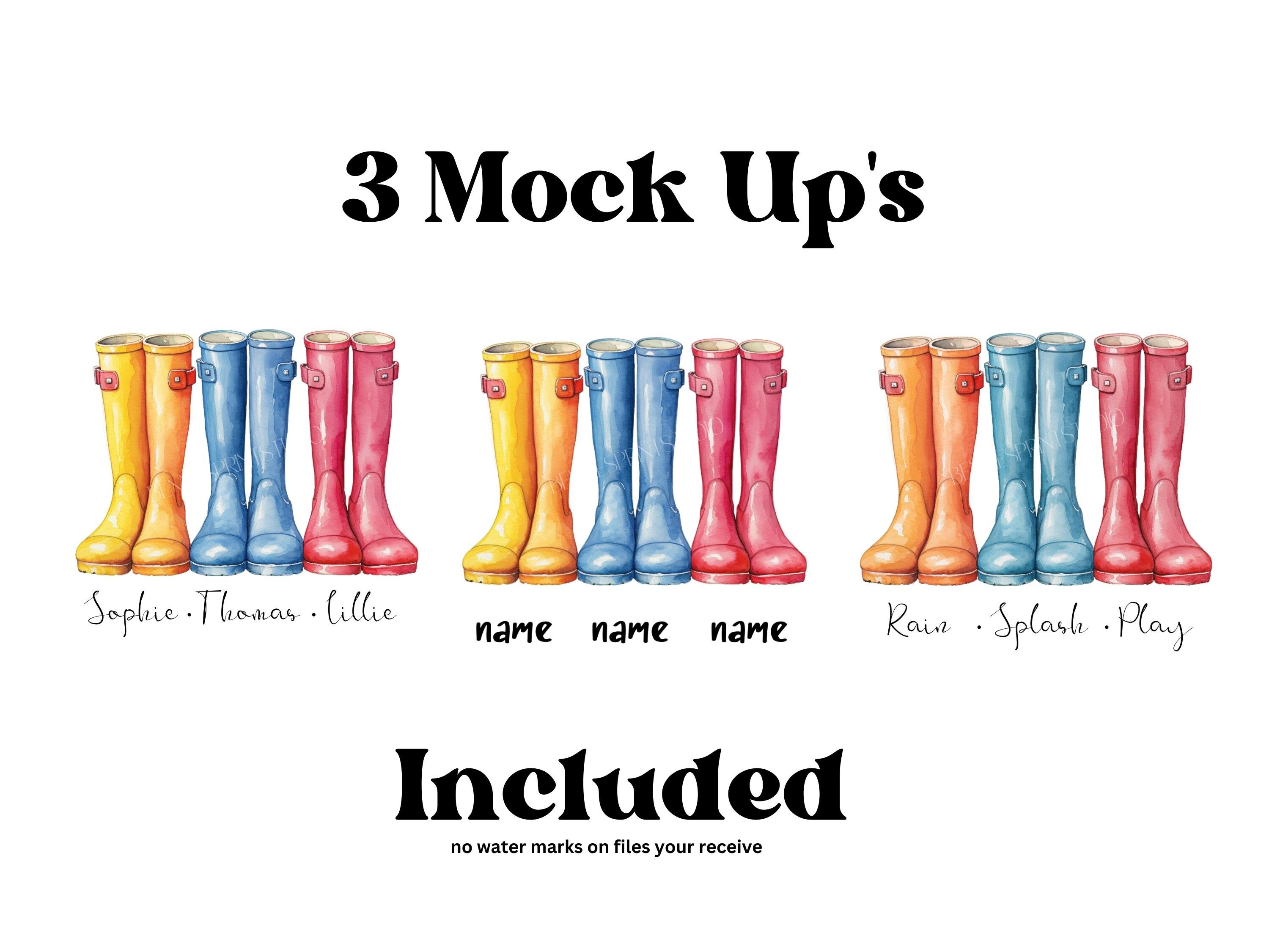 6 Watercolor Wellies PNG Clip Art & 3 Mock Ups/customizable - Etsy