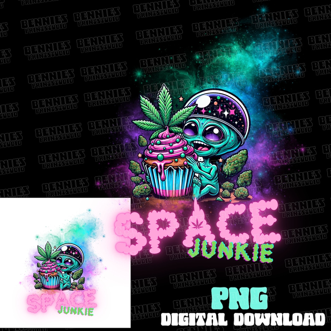 Space Junkie Alien Cannabis Clip Art/weed Stoner Print/toker Digital ...