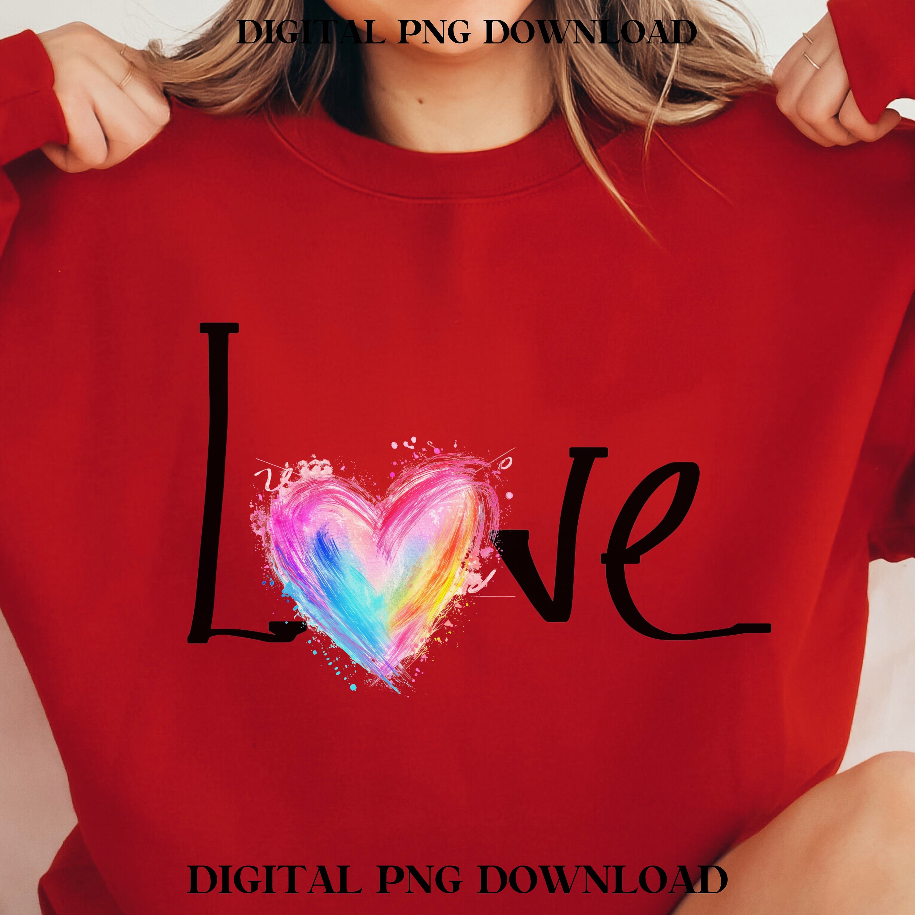 Valentines Day PNG Sublimation, Love Heart Printable, Colorful Rainbow ...