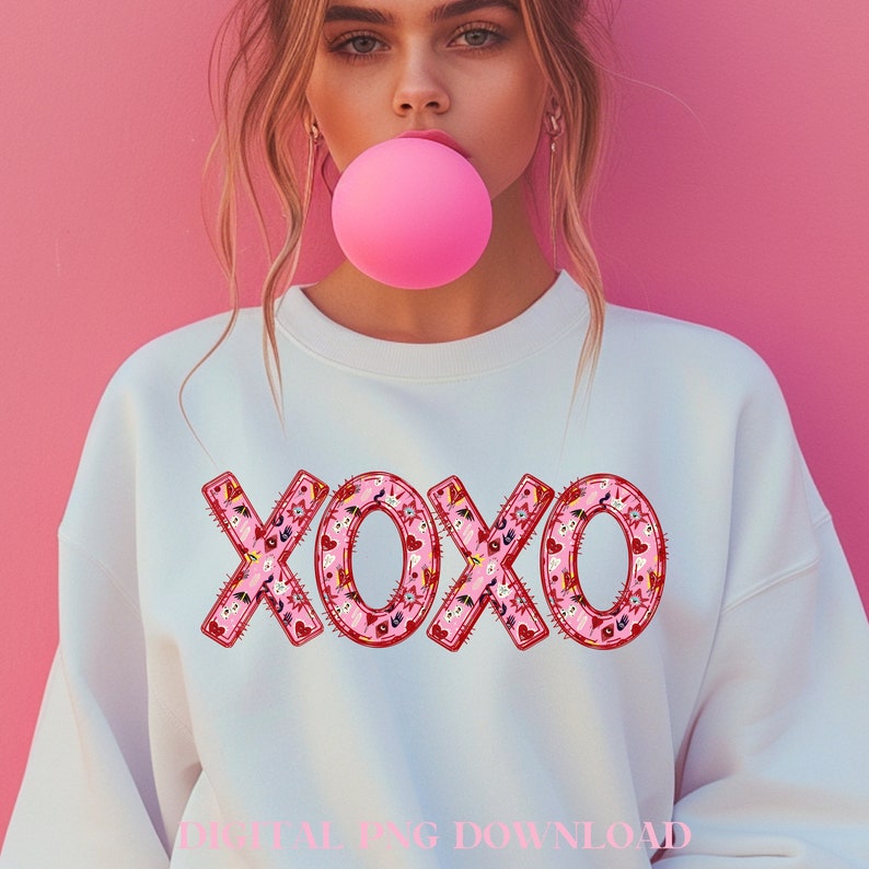 Xoxo PNG, Faux Embroidery XOXO PNG, Valentine Sublimation, Rockin ...