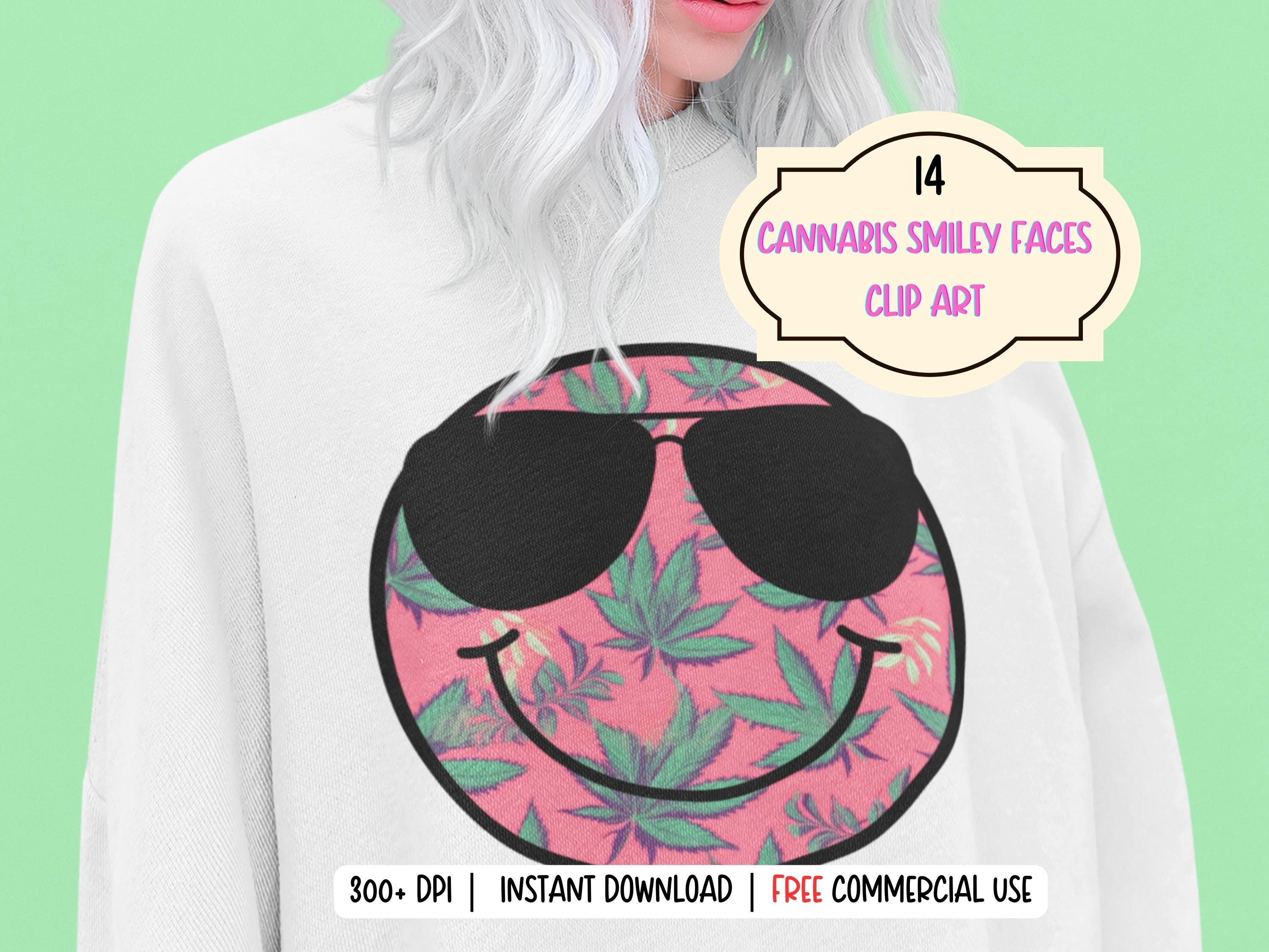 14 Smiley Face Cannabis Clip Art/weed Clipart/toker Sublimation ...