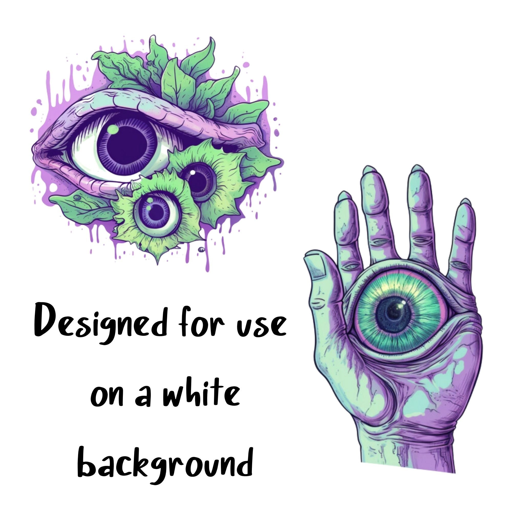 10 Alien Eyes Clip Art, Halloween Gore, Pastel Green & Purple Digital ...
