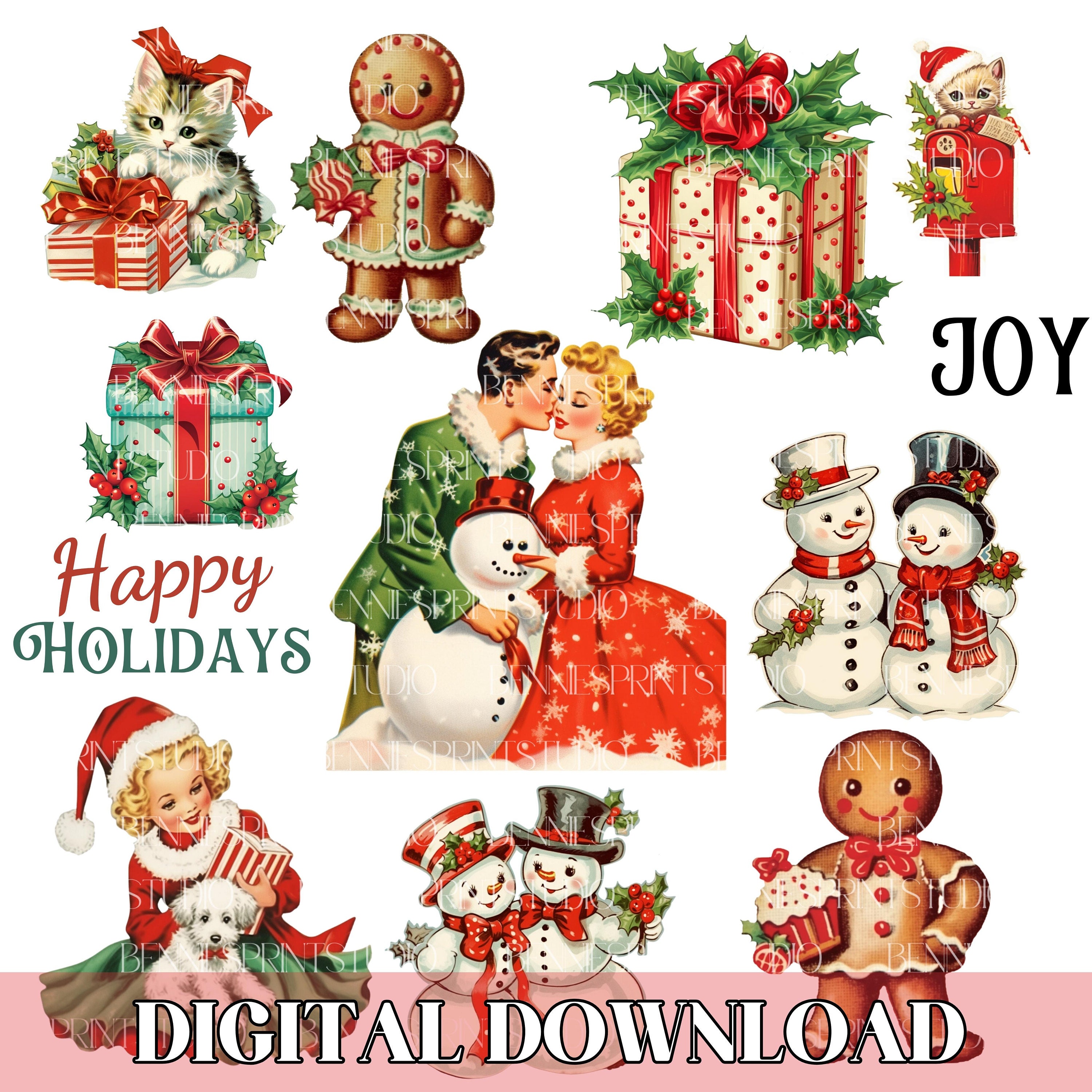 94 1950s Vintage Christmas PNG Printable Set Retro Festive - Etsy Canada
