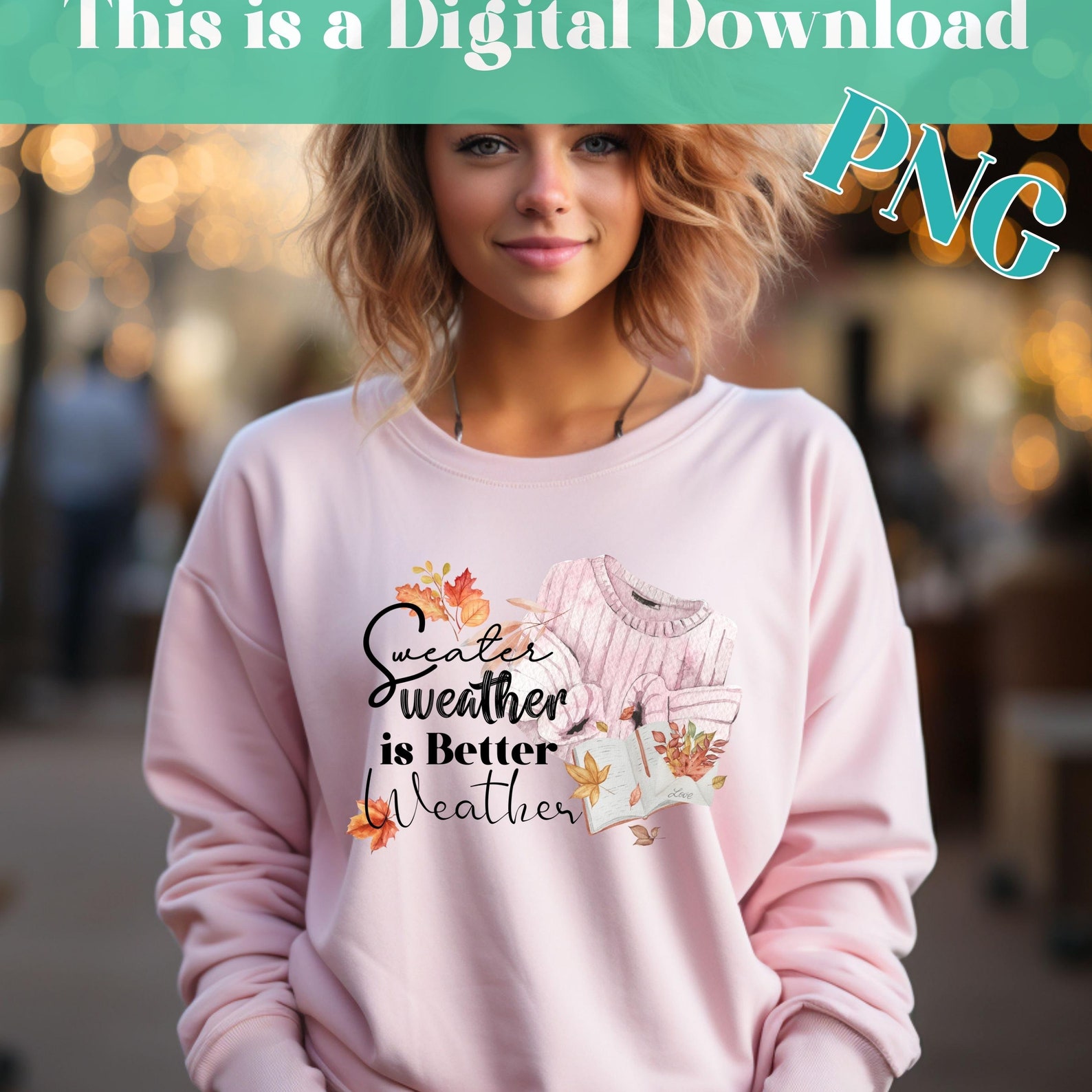 Sweater Weather PNG Clipart, Autumn Cozy Sublimation, Watercolor Fall ...