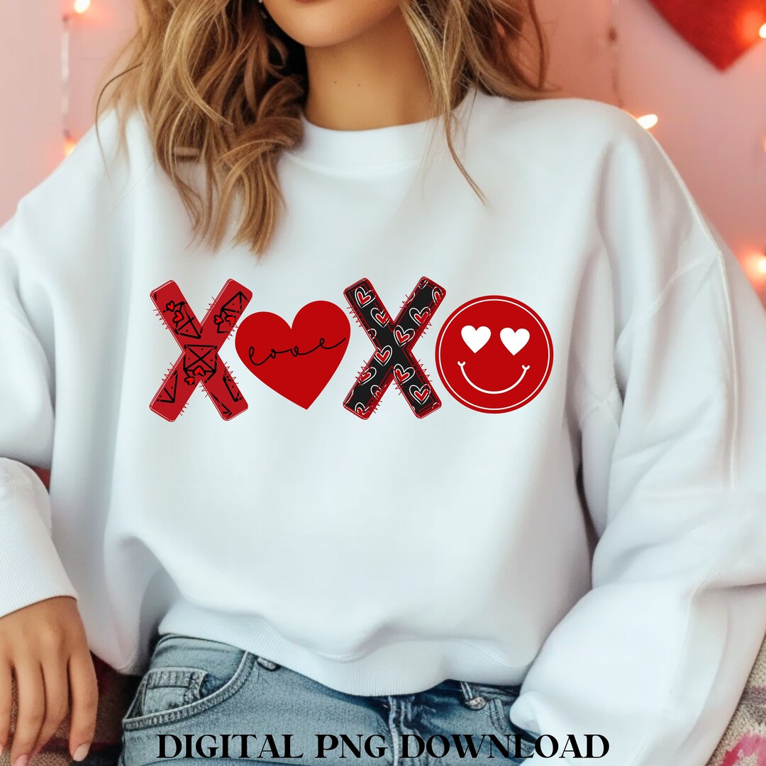 Heart Sequin Xoxo PNG, Faux Embroidery XOXO PNG, Faux Sequin Valentine ...
