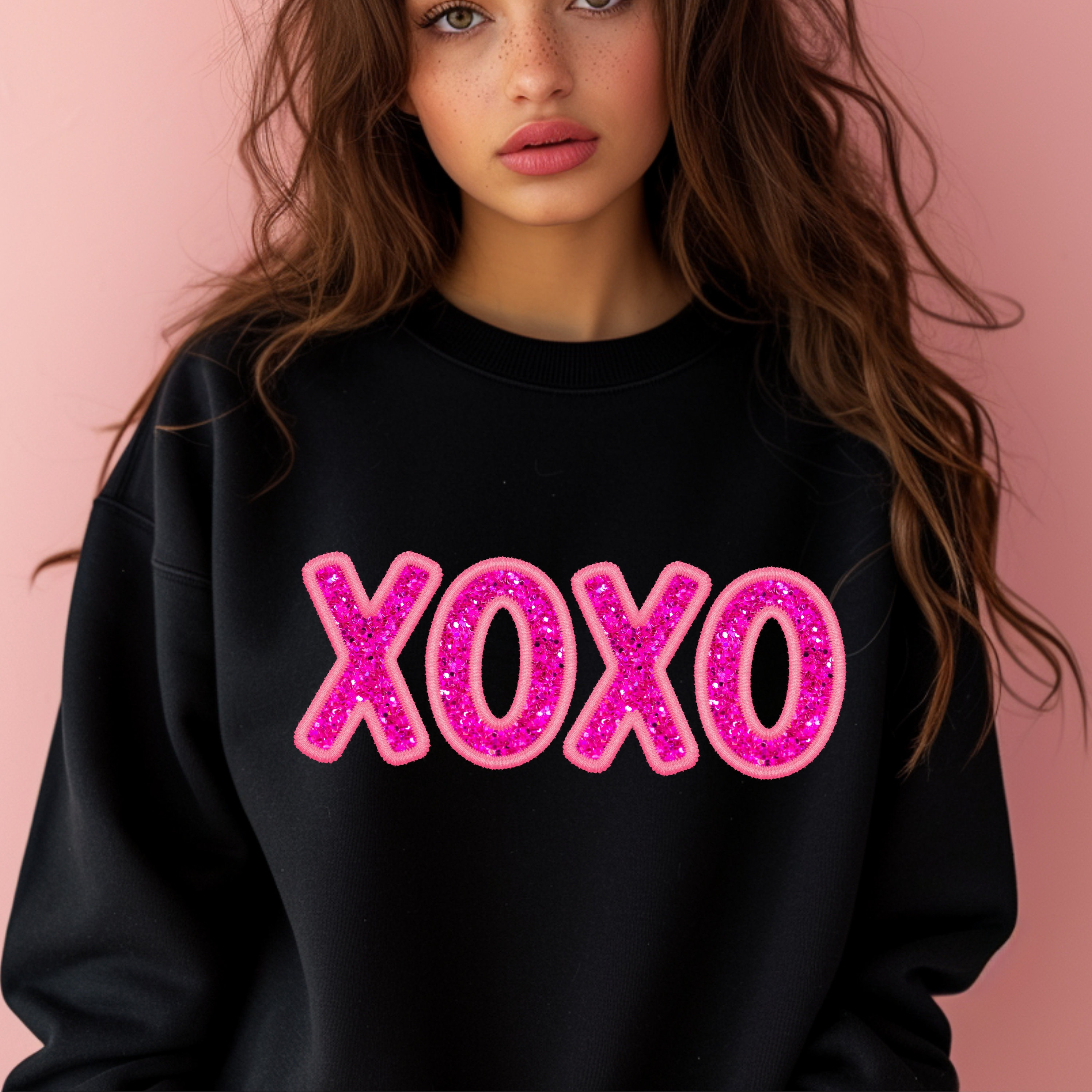 Pink Xoxo PNG, Faux Embroidery XOXO PNG, Faux Glitter Valentine ...