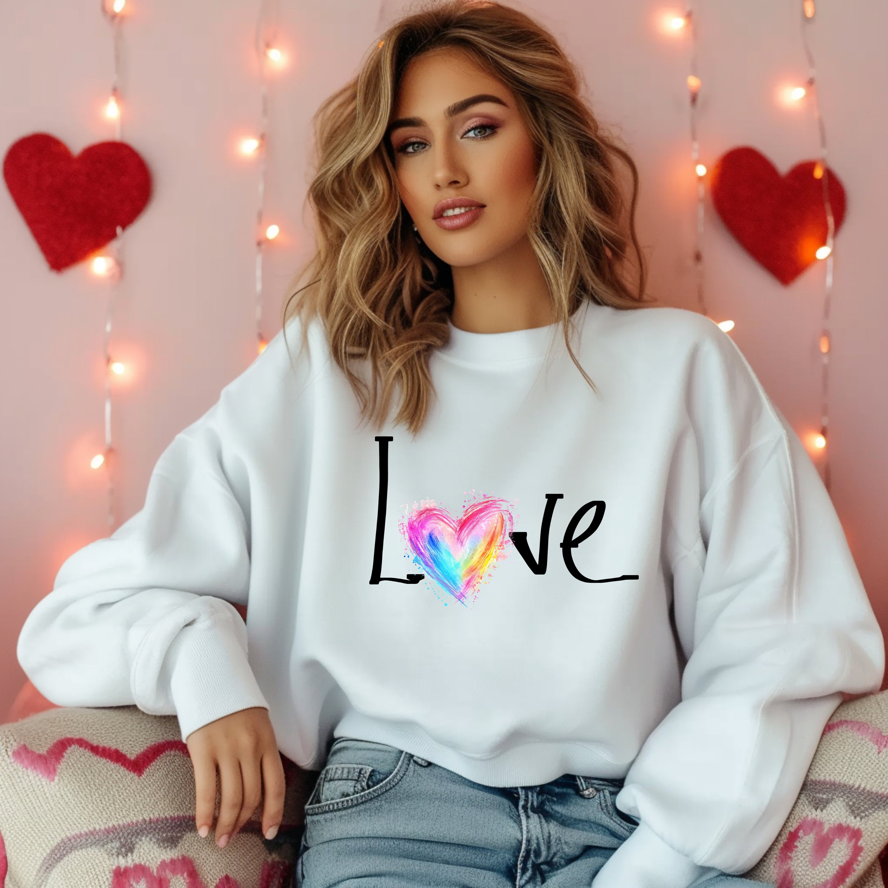 Valentines Day PNG Sublimation, Love Heart Printable, Colorful Rainbow ...