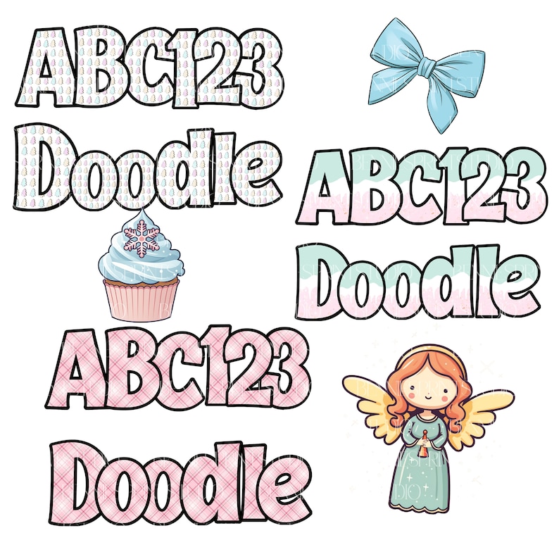 Pastel Christmas Alphabet Png/numbers & Clip Art Set/uppercase ...