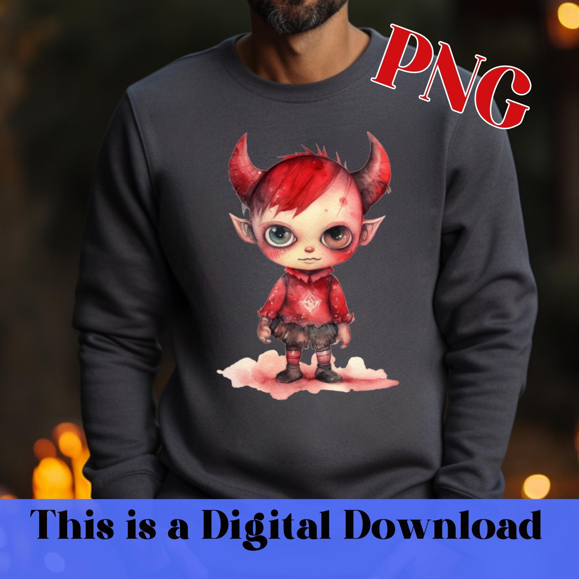 9 Little Imps Watercolor PNG Clip Art, Halloween PNG, Devil Sublimation ...