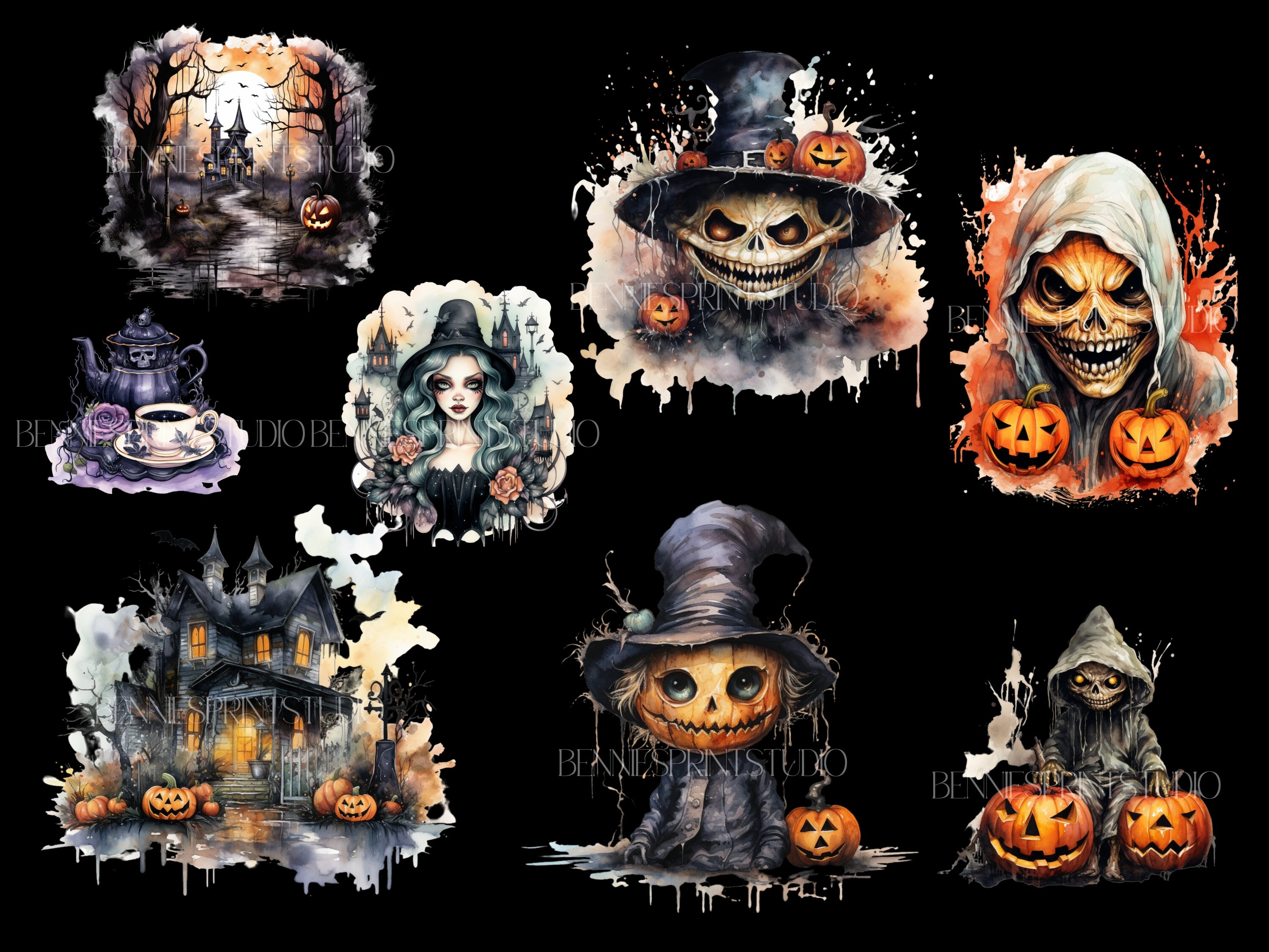 20 Watercolor Bumper Halloween Digital Clip Art - Etsy