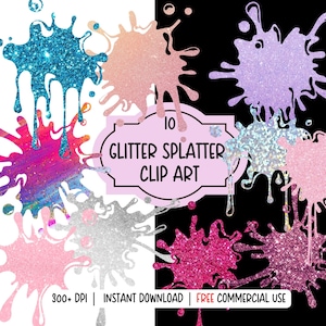 10 Glitter Paint Splatter Clip Art/glitter Clipart/digital Download ...