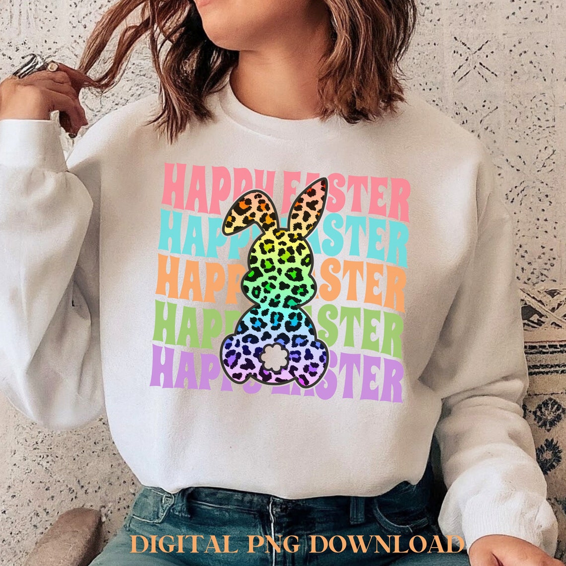 Happy Easter PNG, Easter Bunny PNG Leopard Bunny Png, Bunny Sublimation ...