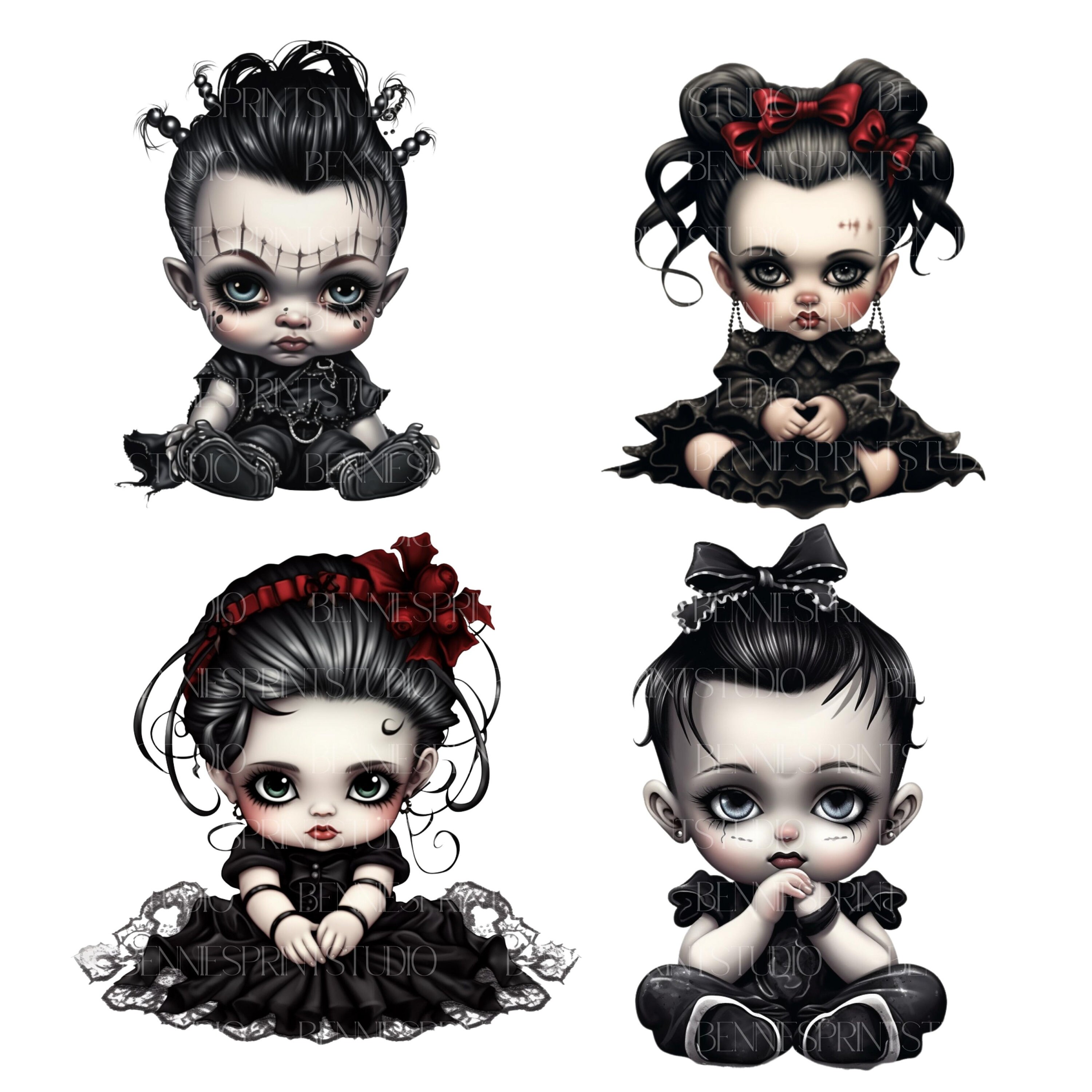 8 Gothic Babies PNG Clip Art/halloween Png/bat Sublimation/imp Clipart ...
