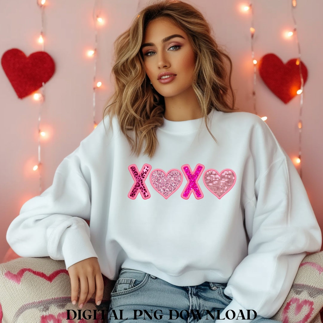 Faux Embroidery XOXO PNG, Sequin Valentine Clipart (digital Download ...