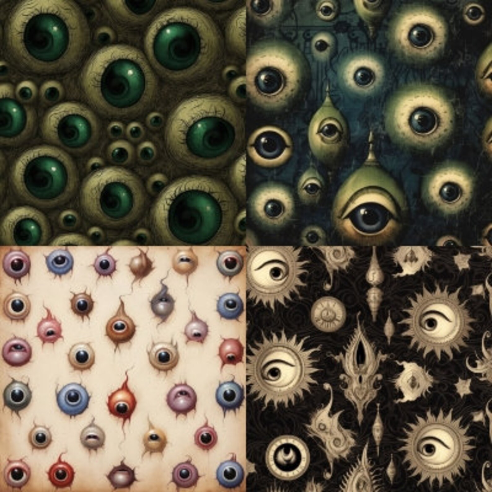 26 Eyeball Macabre Vintage Digital Papers, Witchy Digital Download ...