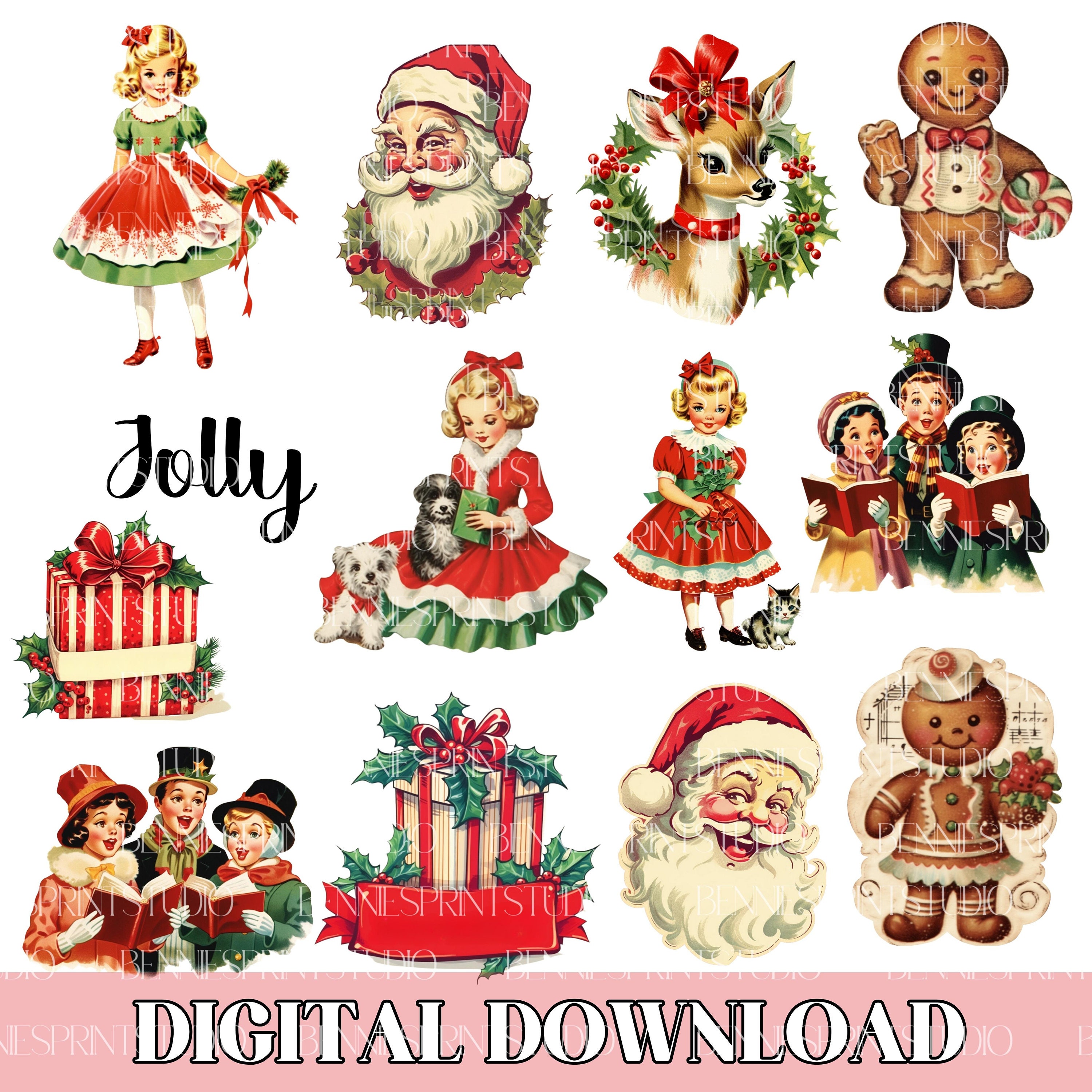 94 1950s Vintage Christmas PNG Printable Set Retro Festive - Etsy Canada