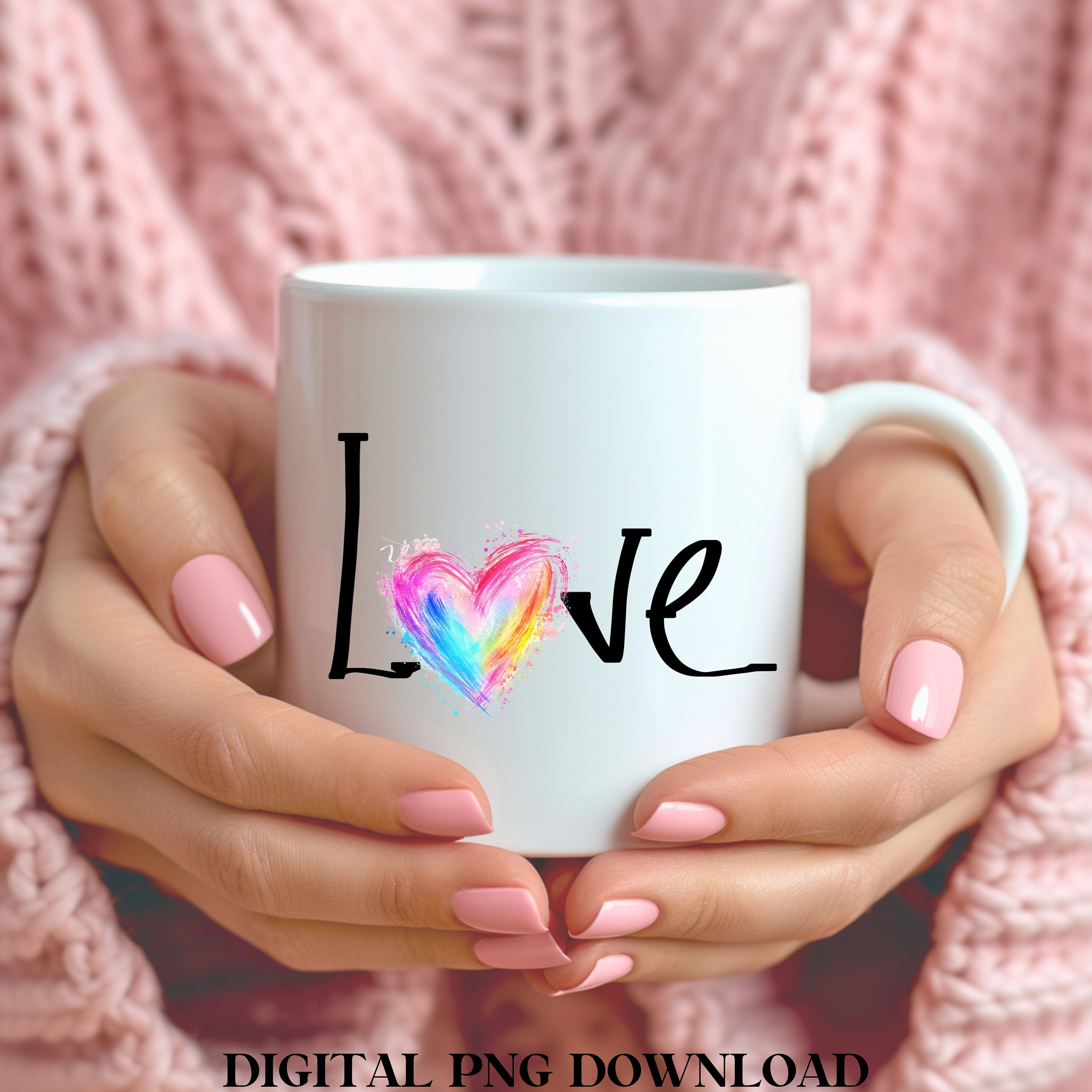 Valentines Day PNG Sublimation, Love Heart Printable, Colorful Rainbow ...