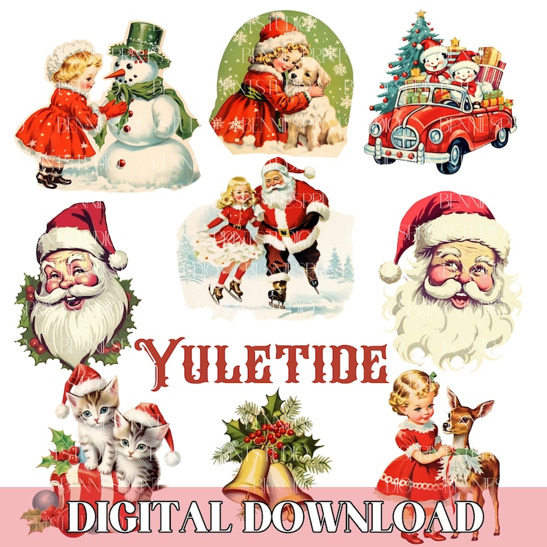 94 1950s Vintage Christmas PNG Printable Set Retro Festive - Etsy Canada