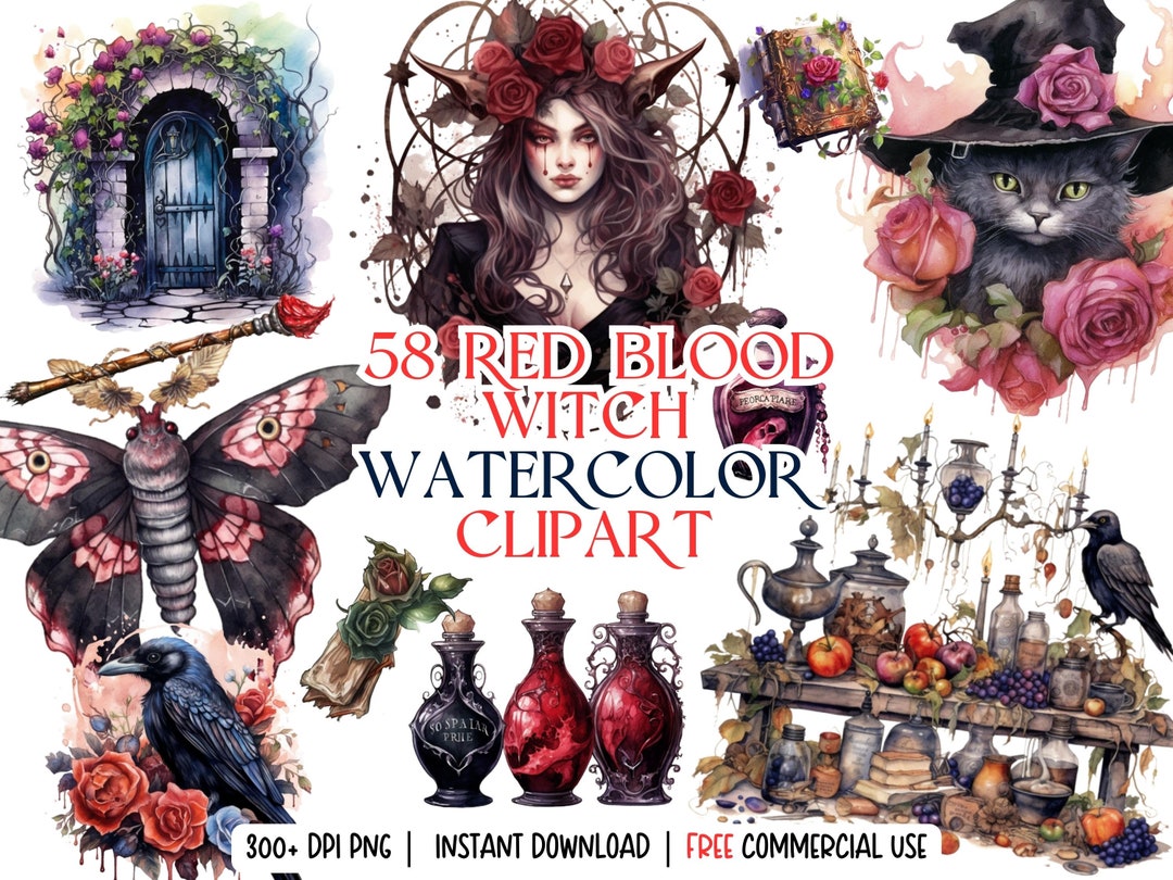 58 Red Blood Witch Clip Art PNG Bundle/witch Sublimation/witch ...