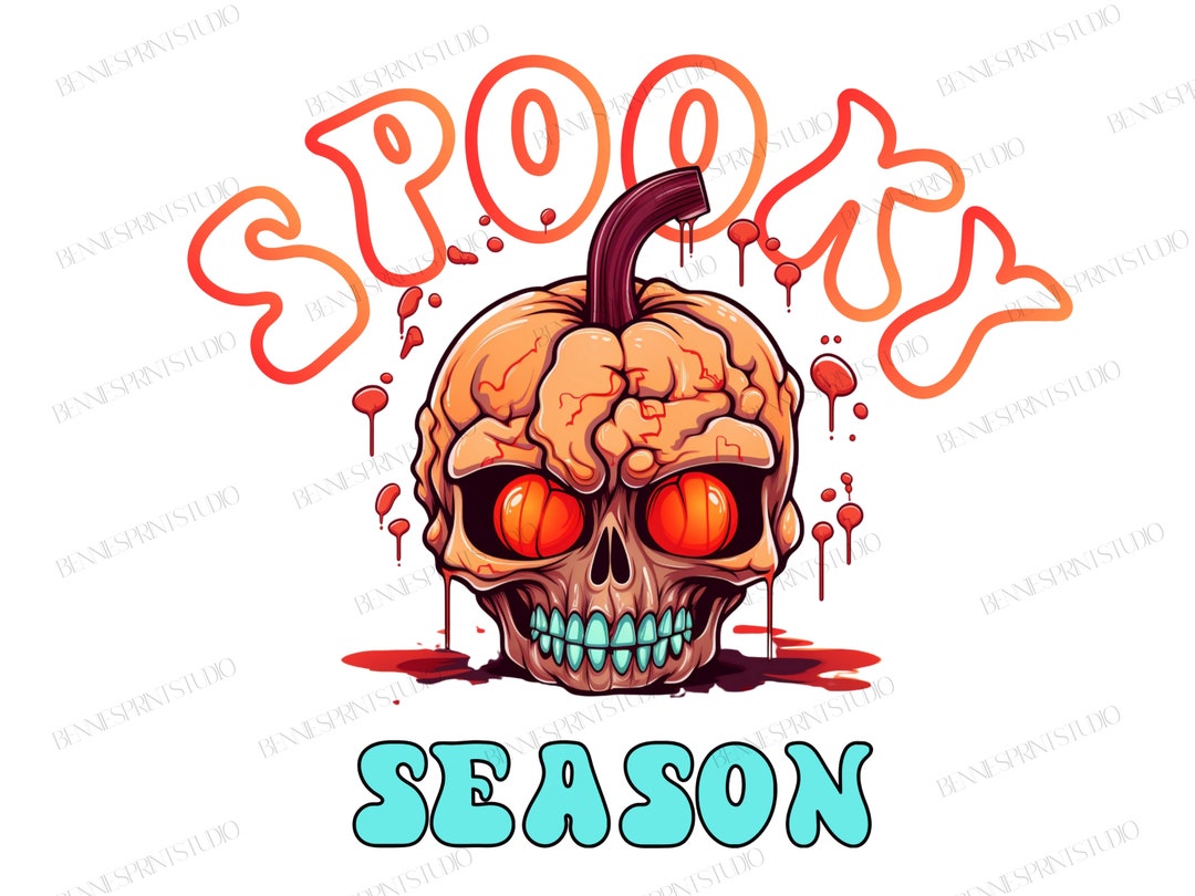 Spooky Season Brain Pumpkin Halloween PNG Sublimation Digital Clip Art ...
