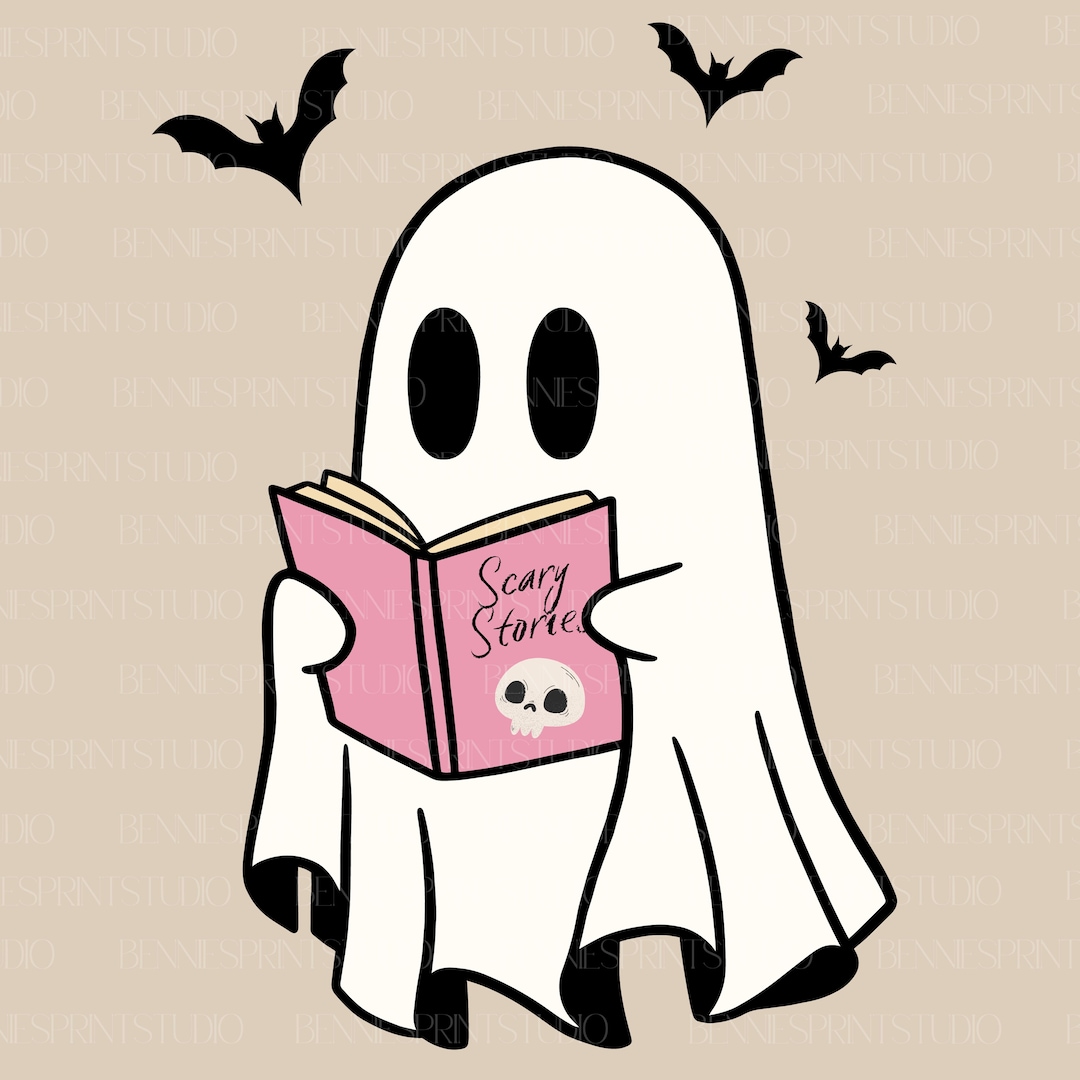 Cute Ghost Reading A Book PNG Clip Art/halloween Png/bat Sublimation ...